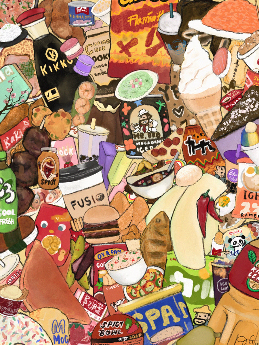 Cartoon Junk Food Collage